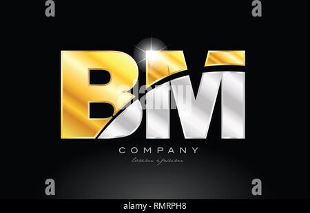 gold black alphabet letter bm b m logo combination design suitable for ...