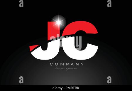 red white alphabet letter JC J C combination for company logo. Suitable ...
