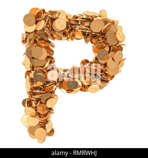 Alphabet letter D, from golden dollar coins. 3D rendering isolated on ...