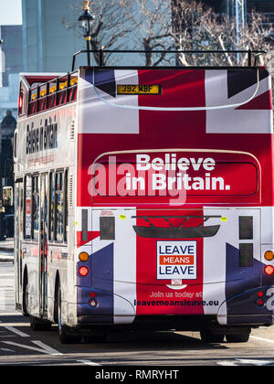 Brexit Leave Bus - Leave Campaign Believe in Britain Bus in central ...