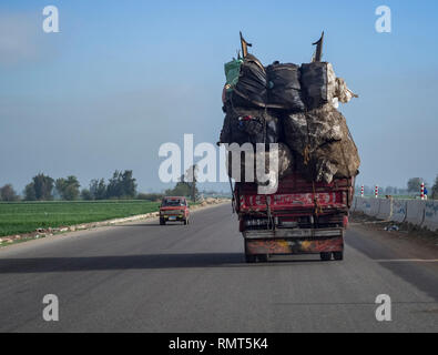 Truck dumping municipal garbage in active landfill cell at Shepard ...