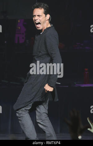 The singer Marc Anthony during a concert at the Movistar Arena, on June ...