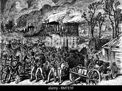 Capture and burning of Washington DC by the British in 1814 during the ...