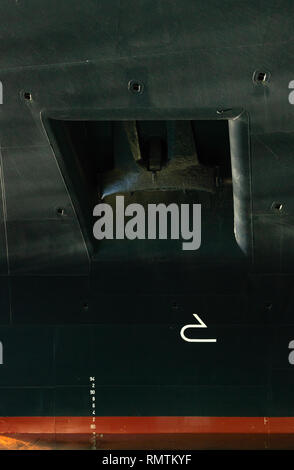 Draft marks on a ship - waterline numbers on bow and stern of a Stock ...