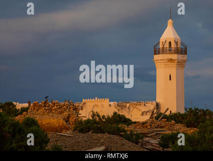 The renovated Shafai mosque, Red Sea State, Suakin, Sudan Stock Photo ...