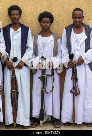Beja tribe warriors with their swords, Red Sea State, Port Sudan, Sudan ...