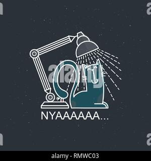 Nya. Vector illustration of a cozy cartoon cat. Kitten in a lined art ...