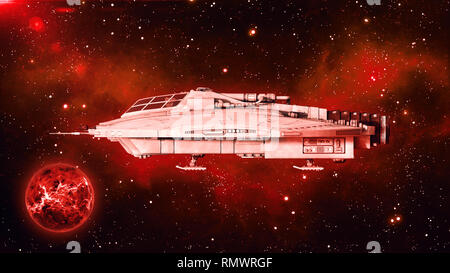 Side view of alien deep space galaxy. 3d illustration Stock Photo - Alamy
