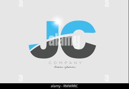 blue grey alphabet letter JC J C logo combination design suitable for a ...