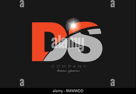 orange grey alphabet letter DS D S logo combination design suitable for ...