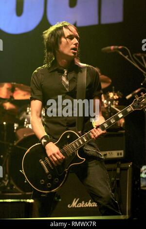 Everclear bassist Craig Montoya is shown performing on stage during a ...