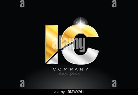 gold golden alphabet letter ic i c logo combination design suitable for ...
