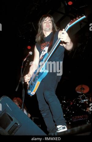 Exodus bassist is shown performing "live" in concert Stock Photo - Alamy