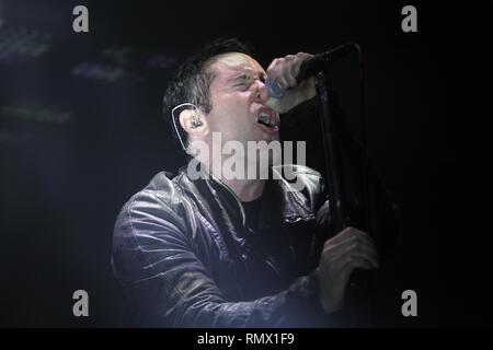 NINE INCH NAILS performing live at the Universal Amphitheater in Los ...