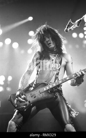Nikki Sixx Motley Crue performing live at the Apollo Hammersmith London ...