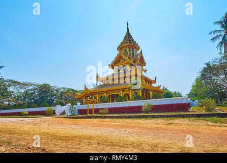 Myanmar, Burma, Bago, Kanbawzathadi Palace, Great Audience Hall, Three ...