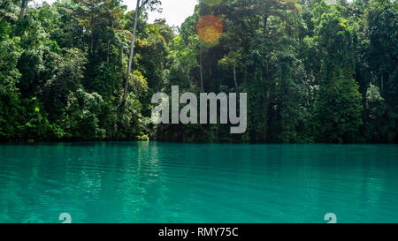 Labuhan Cermin, beautiful lake with two layer of water, freshwater on ...
