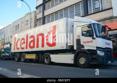 An Iceland articulated HGV lorry unloading on King Street, Hammersmith ...