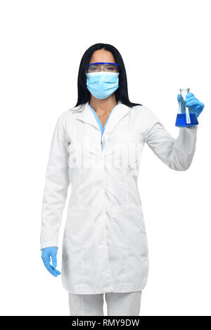 Illustration of a woman wearing a protective face mask Stock Photo - Alamy