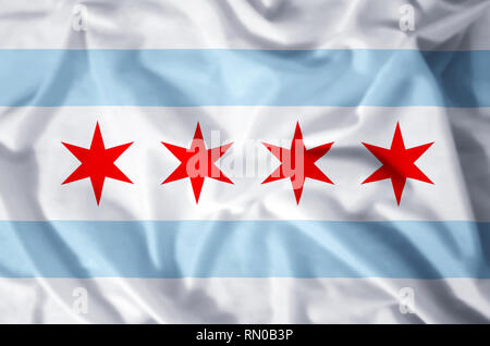 Chicago stylish waving and closeup flag illustration. Perfect for ...