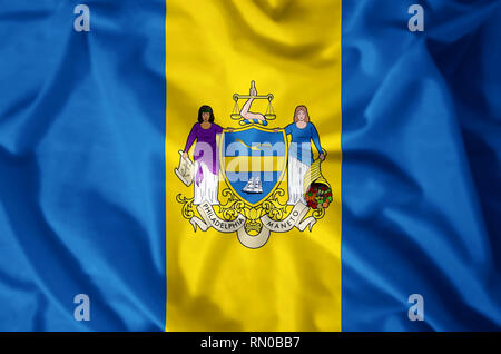 Philadelphia Pennsylvania stylish waving and closeup flag illustration ...