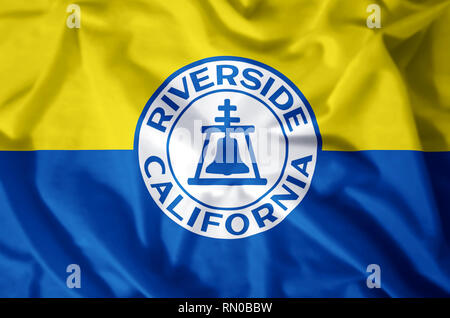 Riverside California stylish waving and closeup flag illustration ...