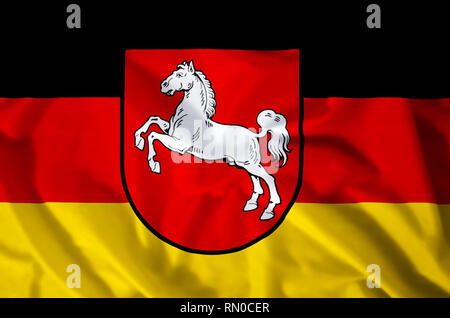 Lower Saxony stylish waving and closeup flag illustration. Perfect for ...