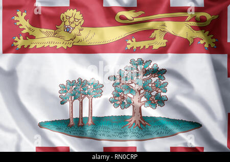 Prince Edward Island stylish waving and closeup flag illustration ...
