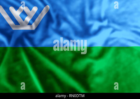 Yugra stylish waving and closeup flag illustration. Perfect for ...