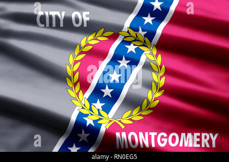 Montgomery Alabama stylish waving and closeup flag illustration ...