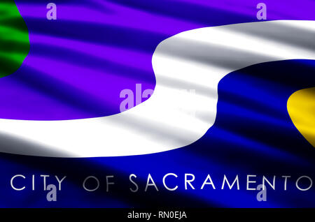 Sacramento stylish waving and closeup flag illustration. Perfect for ...