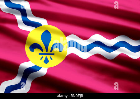 St. Louis Missouri stylish waving and closeup flag illustration ...