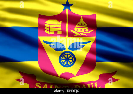 St. Paul Minnesota stylish waving and closeup flag illustration ...