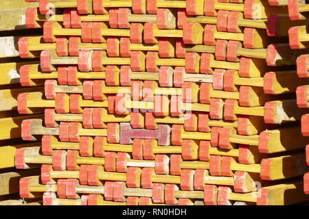 Wooden boards stacked on construction site are ready for use Stock ...