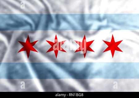 Chicago stylish waving and closeup flag illustration. Perfect for ...