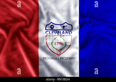 Cleveland stylish waving and closeup flag illustration. Perfect for ...