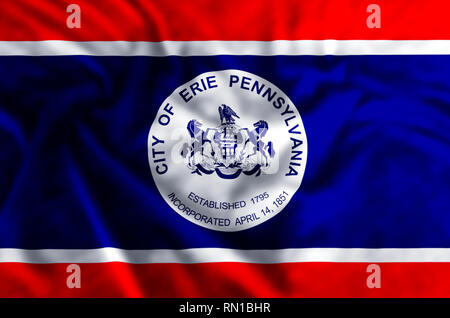 Erie Pennsylvania stylish waving and closeup flag illustration. Perfect ...