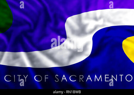 Sacramento stylish waving and closeup flag illustration. Perfect for ...