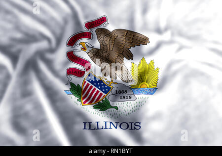 Illinois stylish waving and closeup flag illustration. Perfect for ...