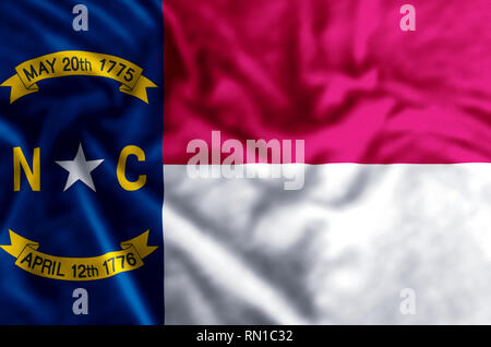 North Carolina stylish waving and closeup flag illustration. Perfect ...
