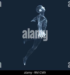 Jumping Man. 3D Model of Man. Human Body. Sport Symbol. Design Element ...