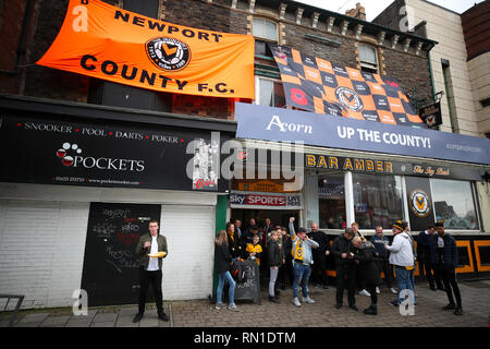 Newport County fans ahead of the FA Cup fifth round match at Rodney ...