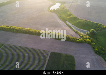 Aerial view of a field cut into different parts. Natural ornament Stock ...