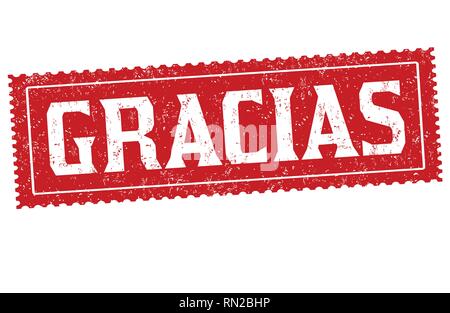 Thank you on spanish language ( Gracias ) sign or stamp on white ...