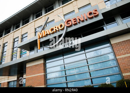A logo sign outside of the headquarters of MacroGenics in Rockville ...