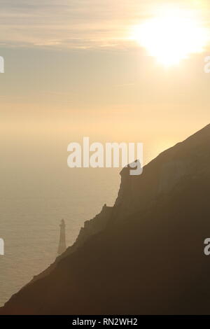 Beachy Head Lighthouse in sunset with cliff Stock Photo - Alamy