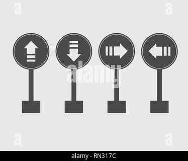 A Yellow Traffic Sign With Three Arrows In A Circle Against A Blue ...