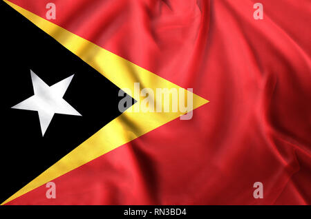 East timor modern and realistic closeup 3D flag illustration. Perfect ...