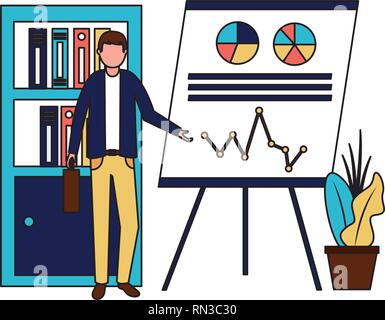 business meeting, marketing presentation cartoon flat vector Stock ...