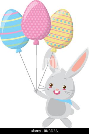 cute balloons shaped rabbit decoration celebration vector illustration ...